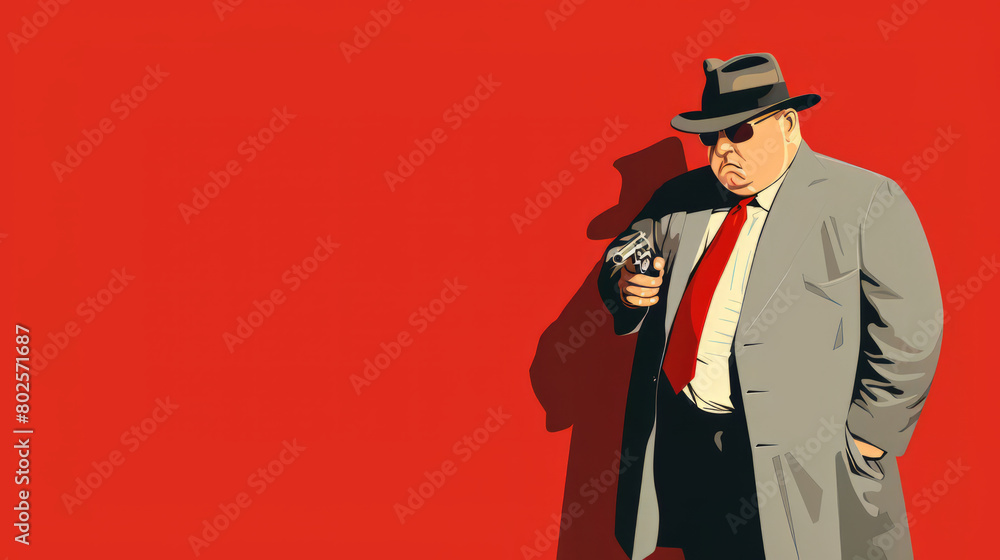 Cool looking mafia boss cartoon character. Minimal vector art cartoon ...