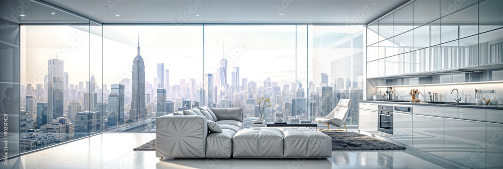 Panoramic Urban Living Space. quiet luxury concept. A contemporary ...