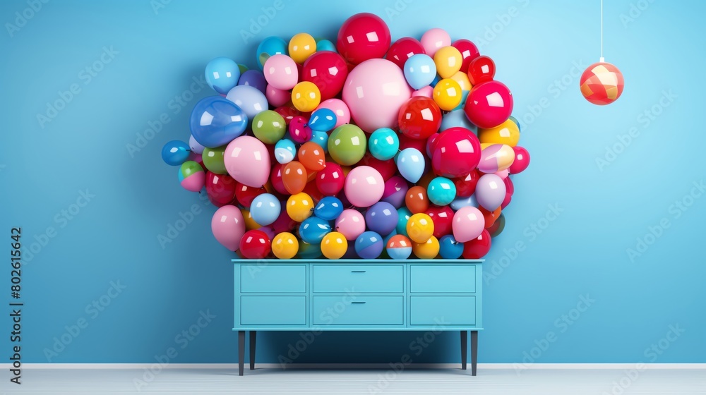 A creative display of a balloon wall crafted to look like an oversized ...