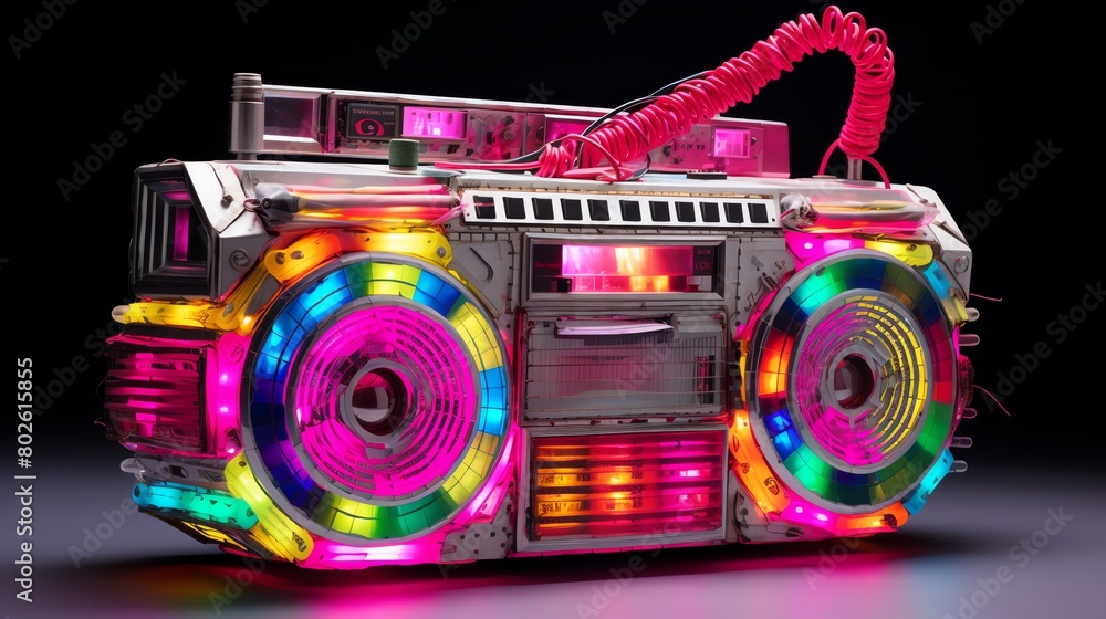 An artistic rendition of a DIY boombox pinata crafted with metallic and ...