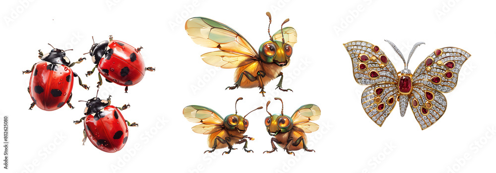 set of cute insects Various poses, attitudes and emotions. In cartoon ...