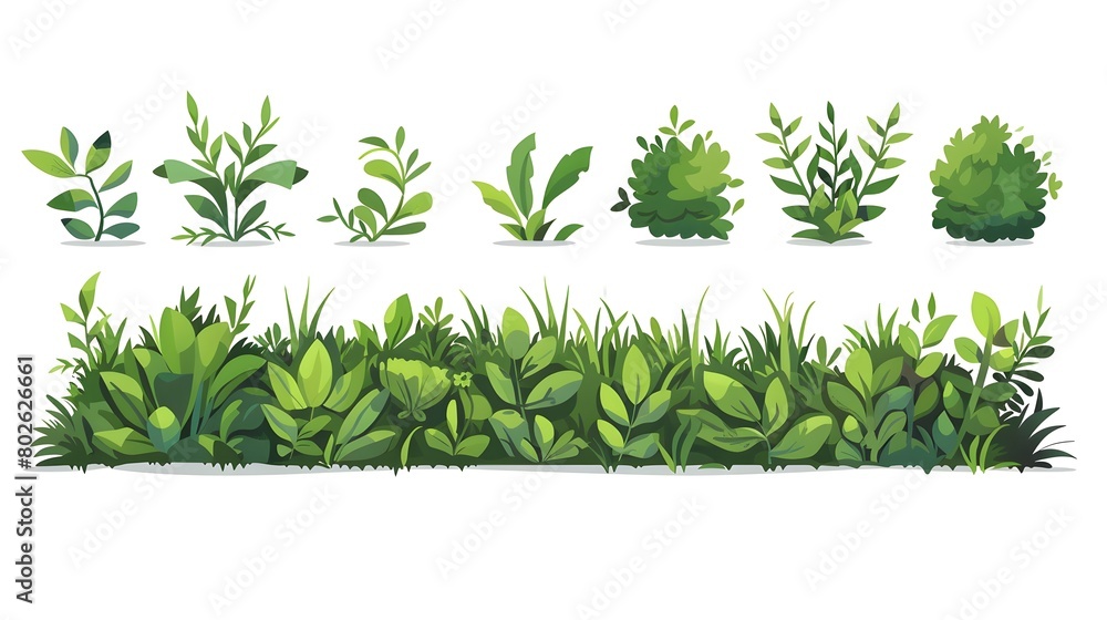 Simple Cartoon Illustration of Green Bush and Grass Border for Children ...