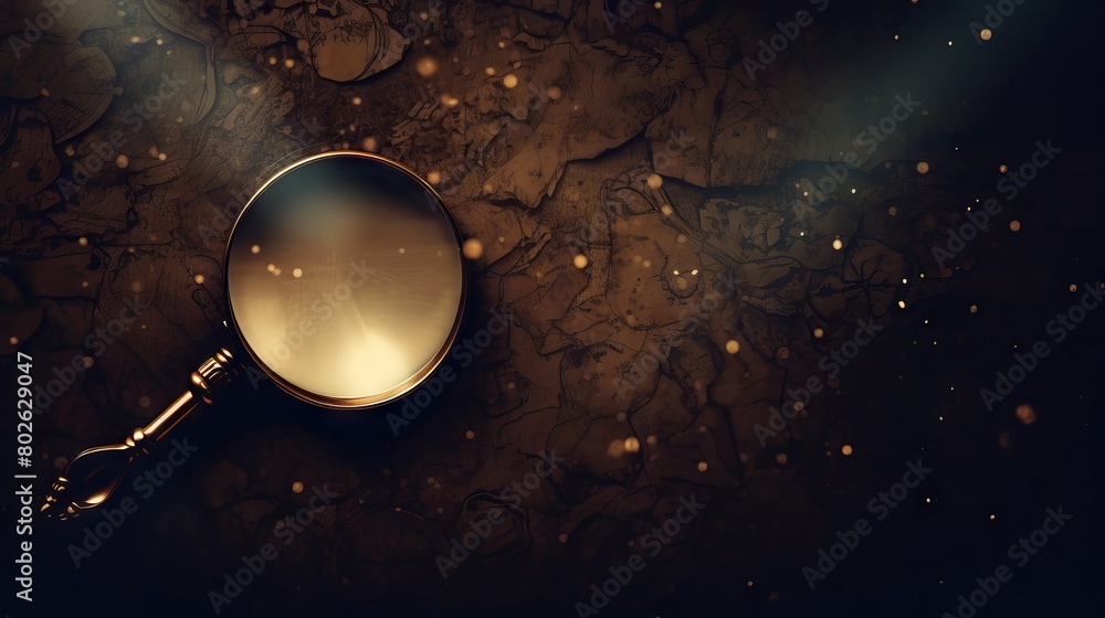Vintage magnifier on crime scene background: retro detective tool for ...