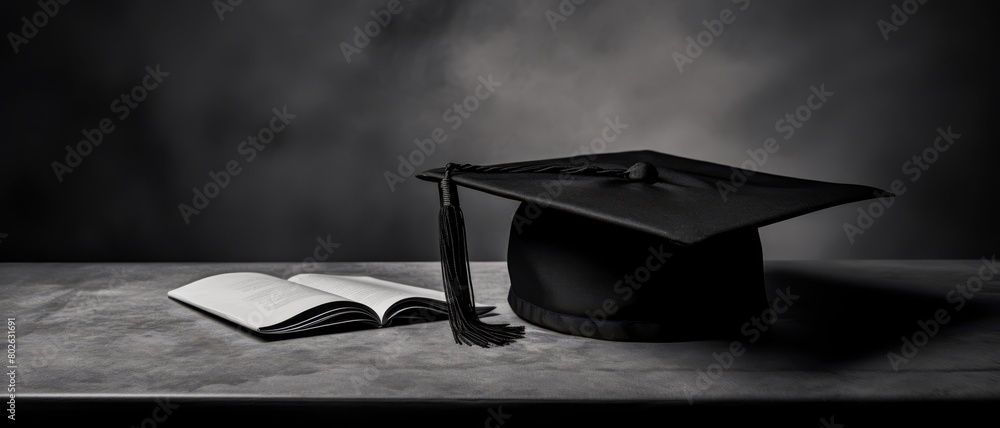 High contrast image of a graduation cap shadow on a simple ...