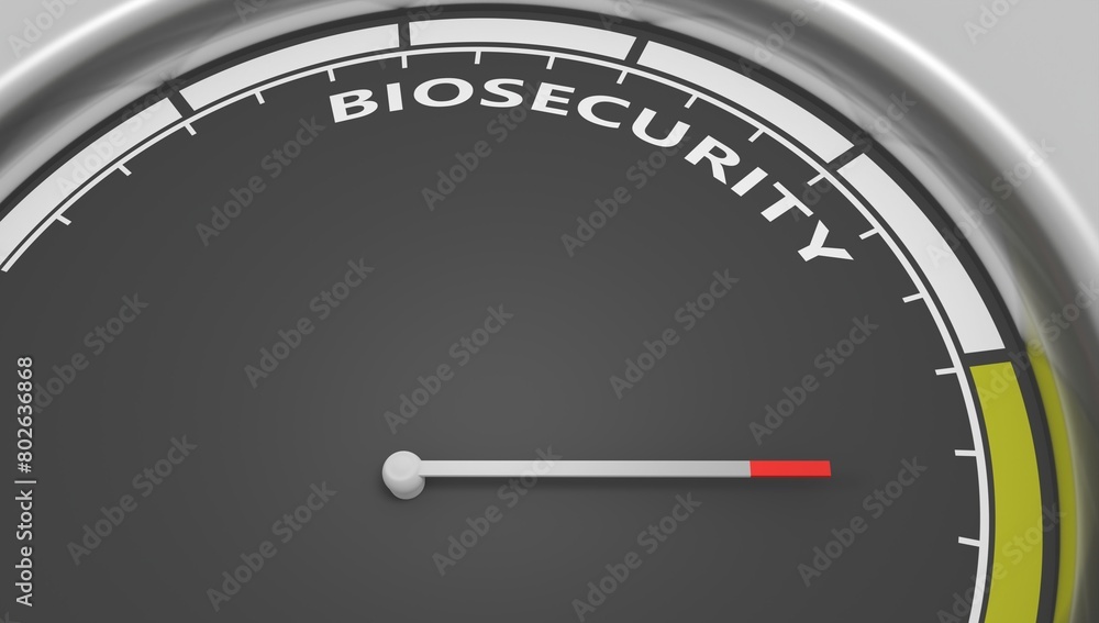 Biosecurity level on measure scale. Instrument scale with arrow ...