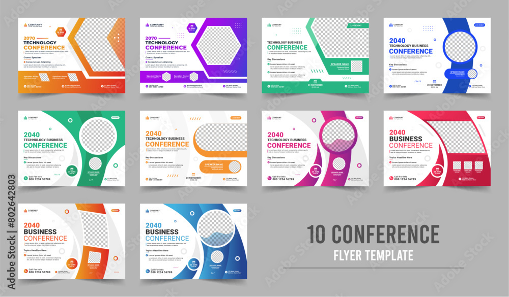 Corporate horizontal business conference flyer template or online ...