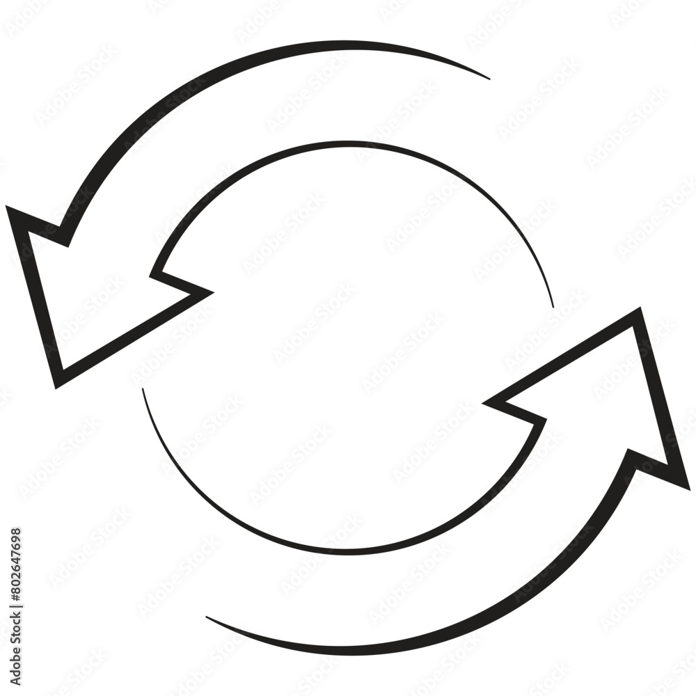 repeat arrow icon, roundabout symbol, arrow icon for using technology ...