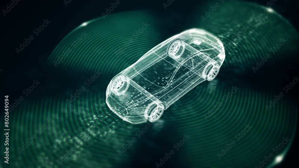 Advanced motion graphics illustrate an autonomous vehicle equipped with ...