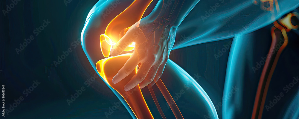 Dynamic and detailed digital illustration of the human knee joint ...