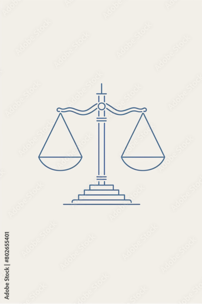 One continuous line drawing of law balance and scale of justice. Symbol ...