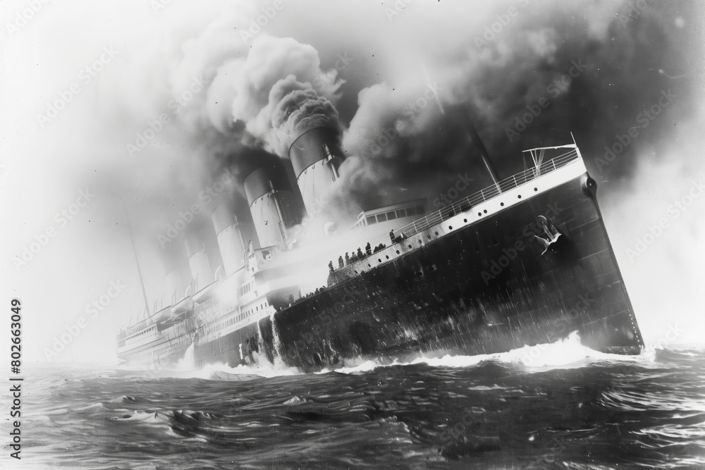 Titanic wreck as a result of a collision with an iceberg in the ...