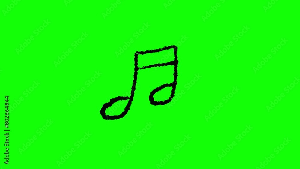 Hand drawn music note frame by frame animation on chroma key green ...