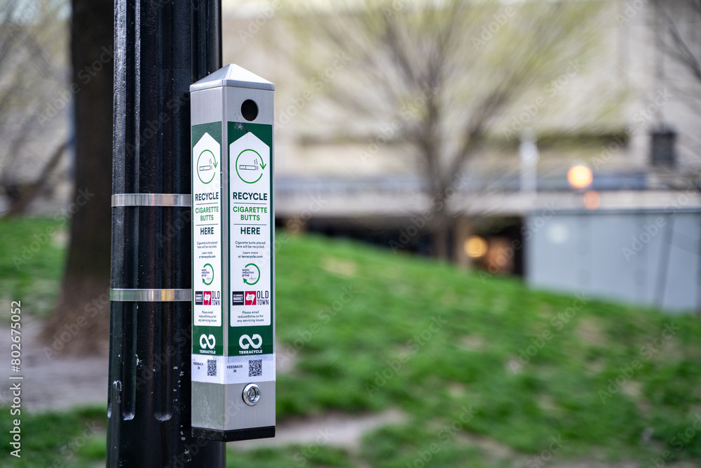 Cigarette butts recycling bin in Downtown Toronto. Toronto, Canada ...