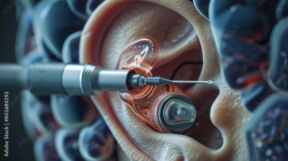 3D rendering image illustrating surgical procedures of the ear ...