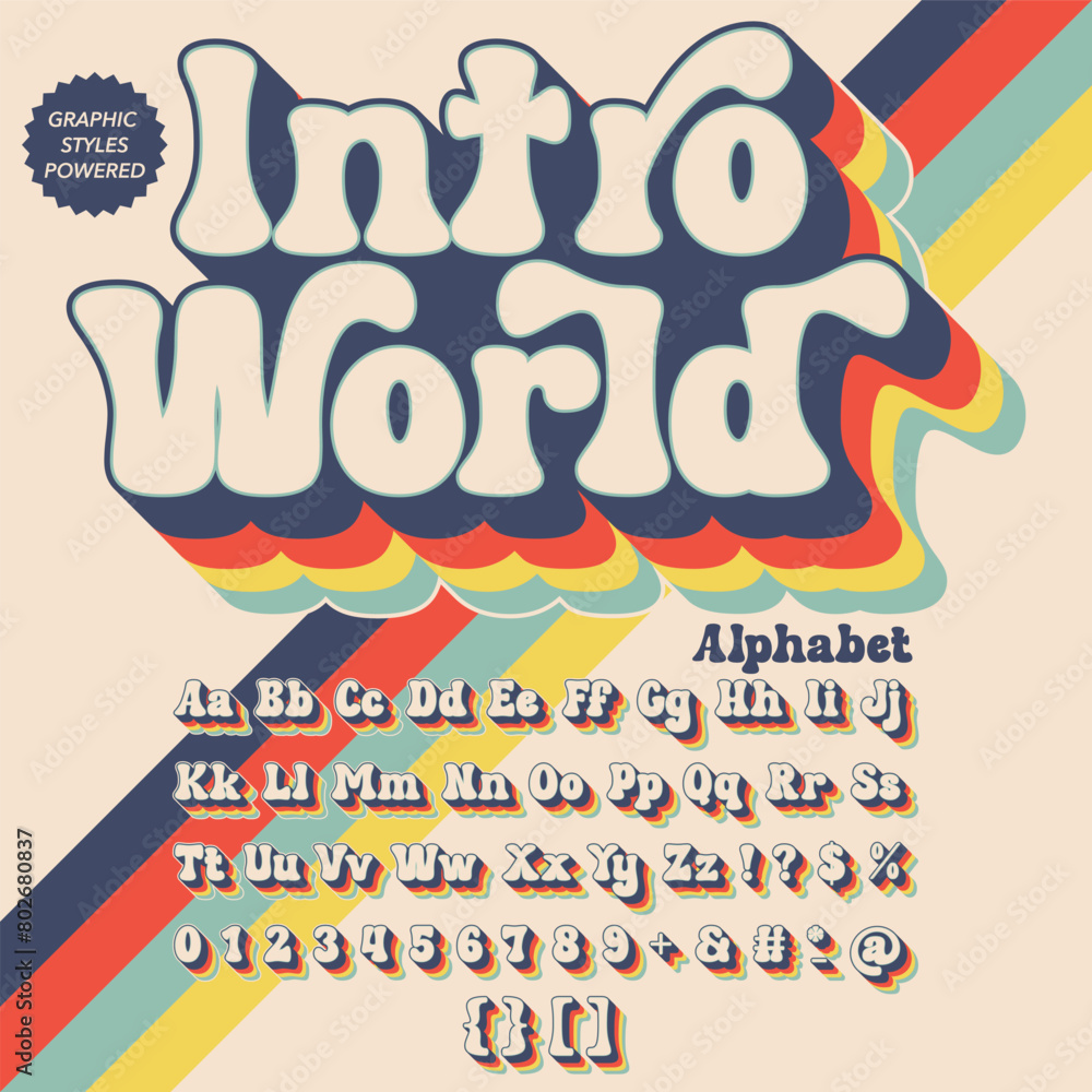 Color Version Intro World Retro Vintage Display bold Font alphabet ...