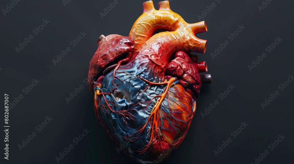 3D rendering image depicting the pathophysiology of heart failure ...
