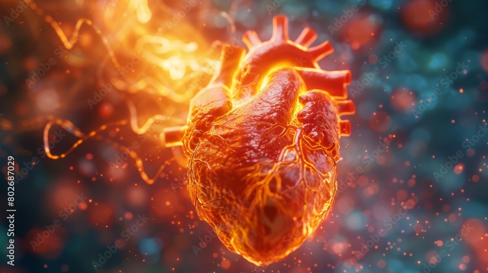 3D rendering image illustrating the pumping action of the heart ...