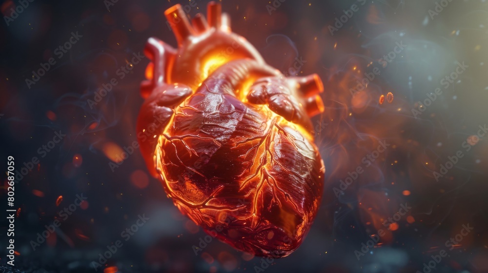 3D rendering image illustrating the pumping action of the heart ...