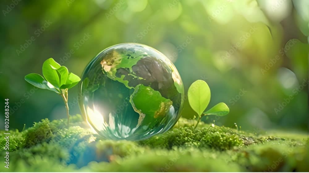 World environment day concept, glass earth on moss background, green ...