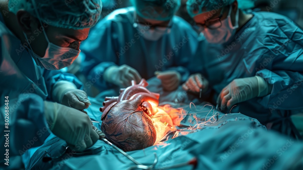 3D rendering image showcasing different types of heart surgeries and ...