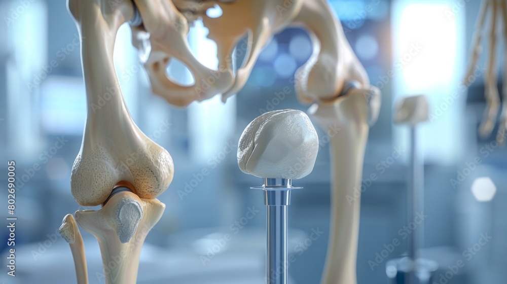 3D rendering image depicting joint replacement surgery, including total ...