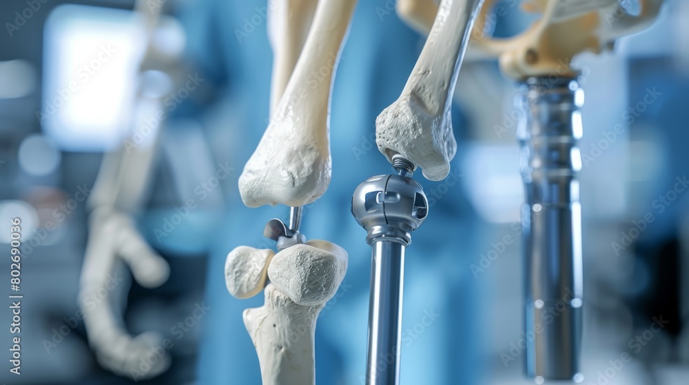 3D rendering image depicting joint replacement surgery, including total ...