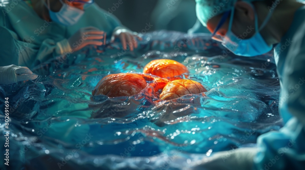 3D rendering image showcasing the surgical procedure of liver ...
