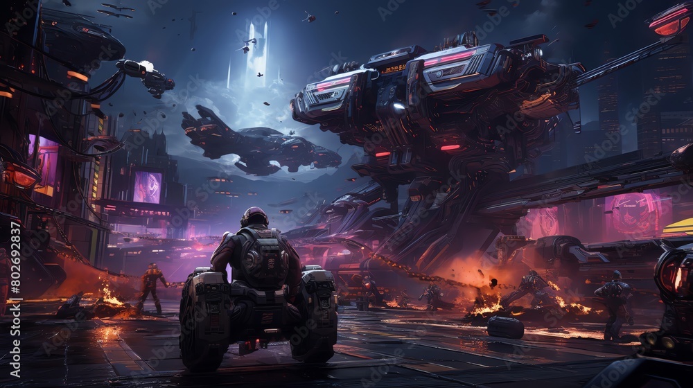 Actionpacked video game scene featuring futuristic characters and ...