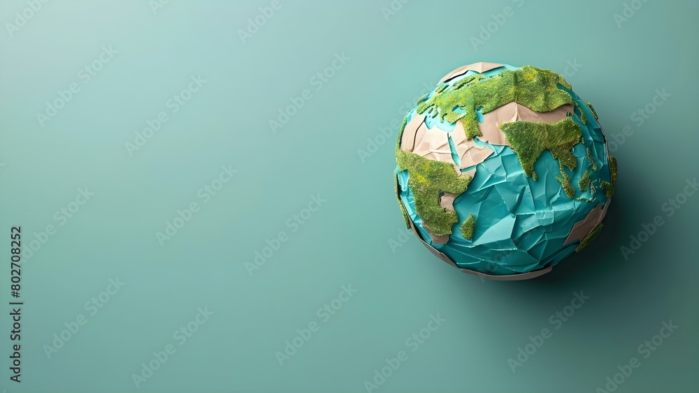 Paper Earth model on flat background with copy space for ecoconscious ...
