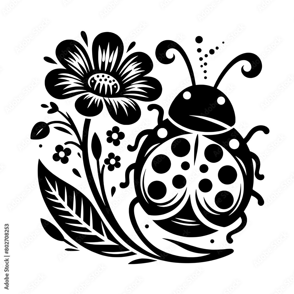 Ladybug svg, Lady bug with flower, Ladybug cut file, Floral Ladybug svg ...