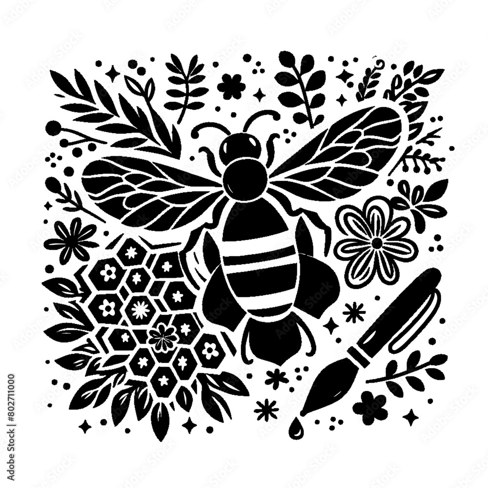 Floral honey comb svg, Honeycomb with flower svg, honey bee svg, floral ...