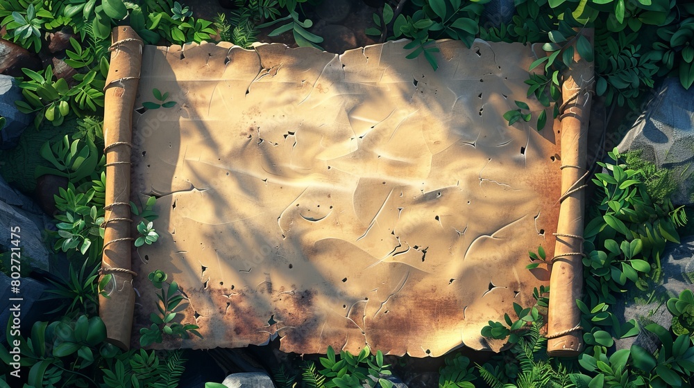 Sheet blank of yellow paper. Video game asset, 2D illustration, cartoon ...