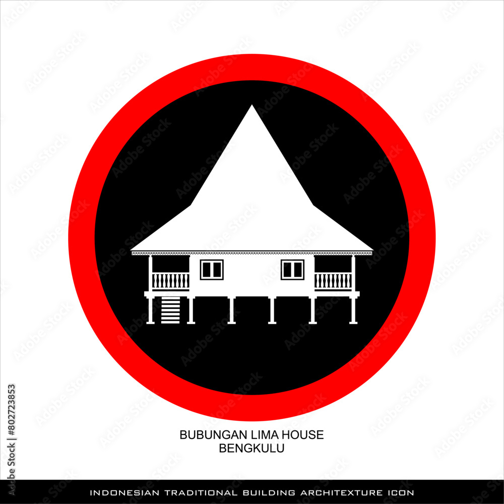 Bengkulu Traditional House Icons, Sumatra, a series of architectural ...