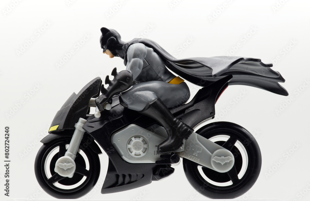 Bologna - Italy - April 5, 2024: Batman Batcycle isolated on white ...