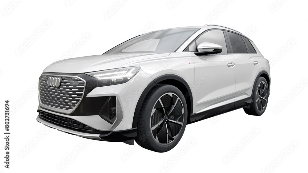 Berlin. Germany. March 11, 2024. Audi Q4 e-tron 2022. White modern ...