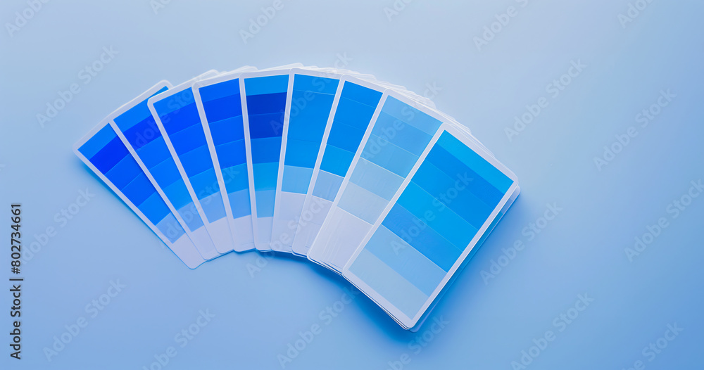 Spectrum of blue paint swatches on minimalistic background Stock ...