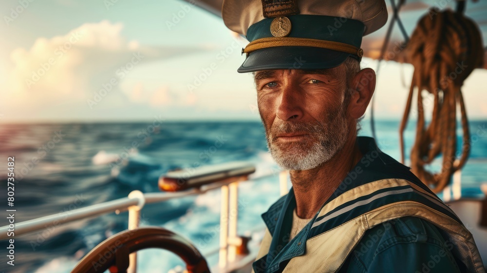 The picture of the military working as the marine captain for sailing ...