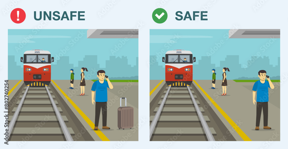 Railroad safety rules and tips. Keep back from platform edge. Dos and ...