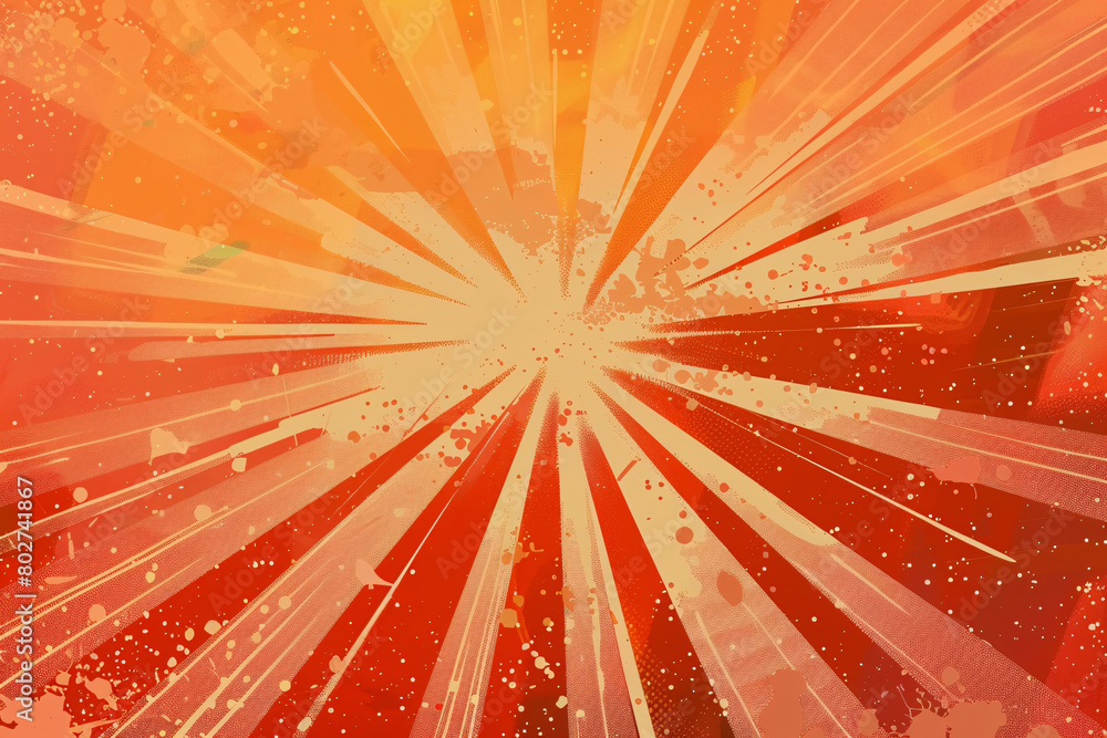 Orange radial ray background, retro PPT background with divergent ray ...