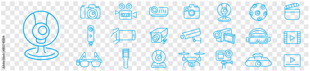 Camera icon collection vector illustration. Line icons. Editable stroke ...