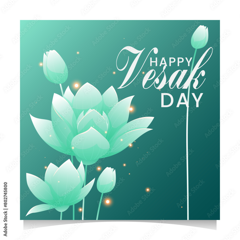 Happy vesak day greeting post with lotus flowers , guru purnima ...
