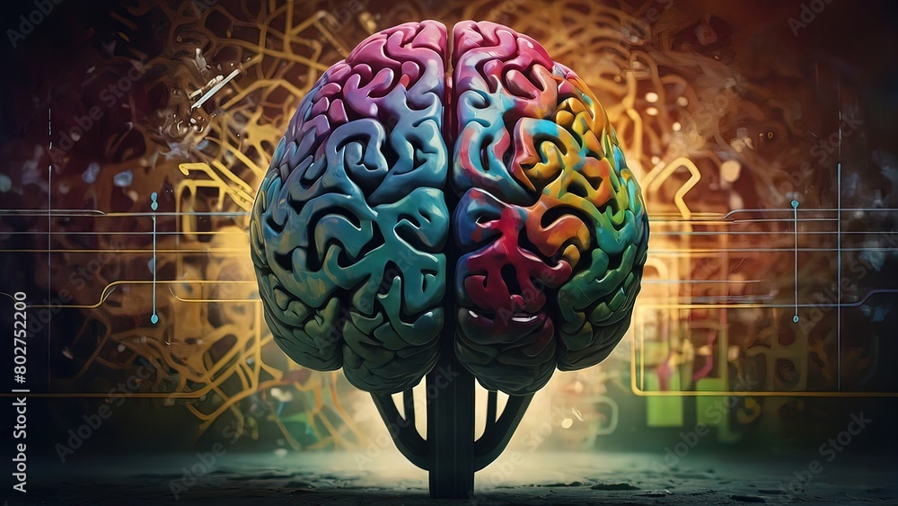 Illustrated Human Brain A Unique Fusion of Earthy and Animal Patterns ...