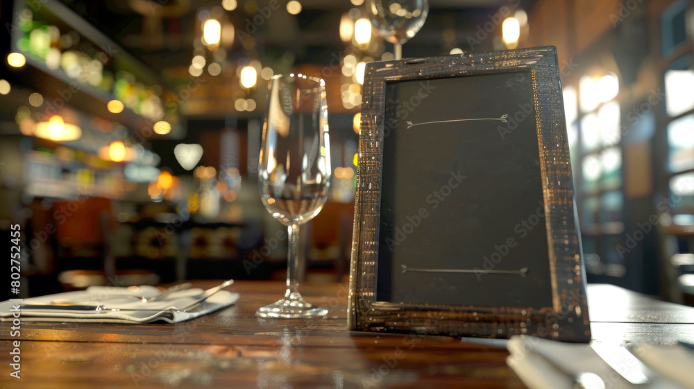 Restaurant black desk for menu. Design for cafe food list. Billboard ...