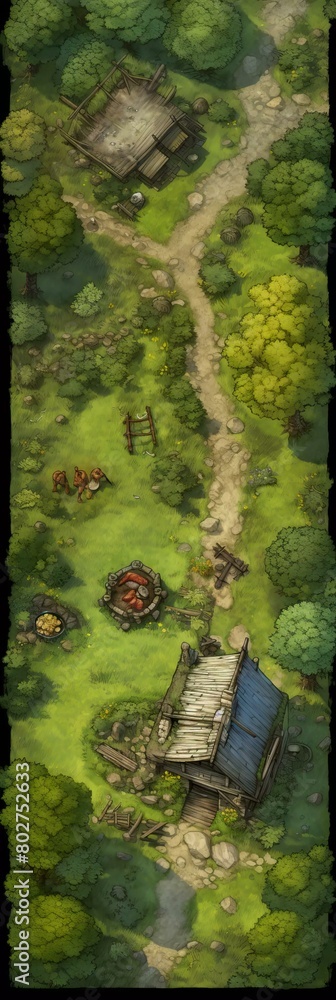 DnD Battlemap farm, feywild, crossing, countryside, landscape, magical ...