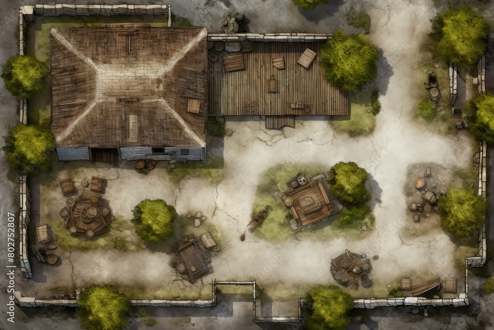 DnD Battlemap abandoned, village, overgrown, vegetation, nature ...