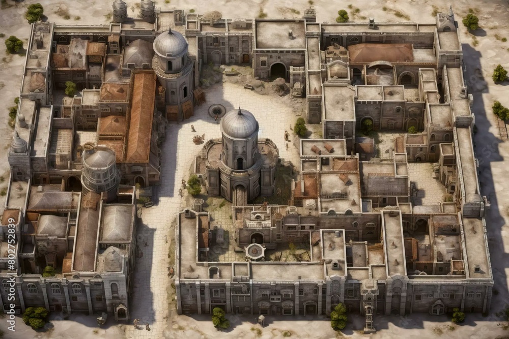 DnD Battlemap abandoned, city, top-down, medieval, map, large. Stock ...