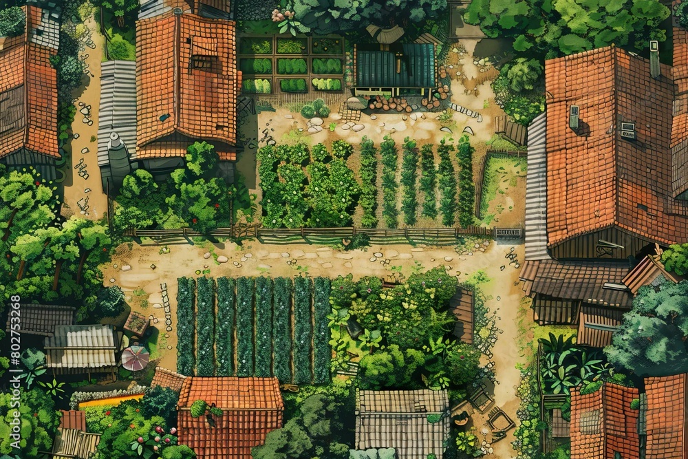 DnD Battlemap bustling, farm, busy, scene, animals, farm Stock ...