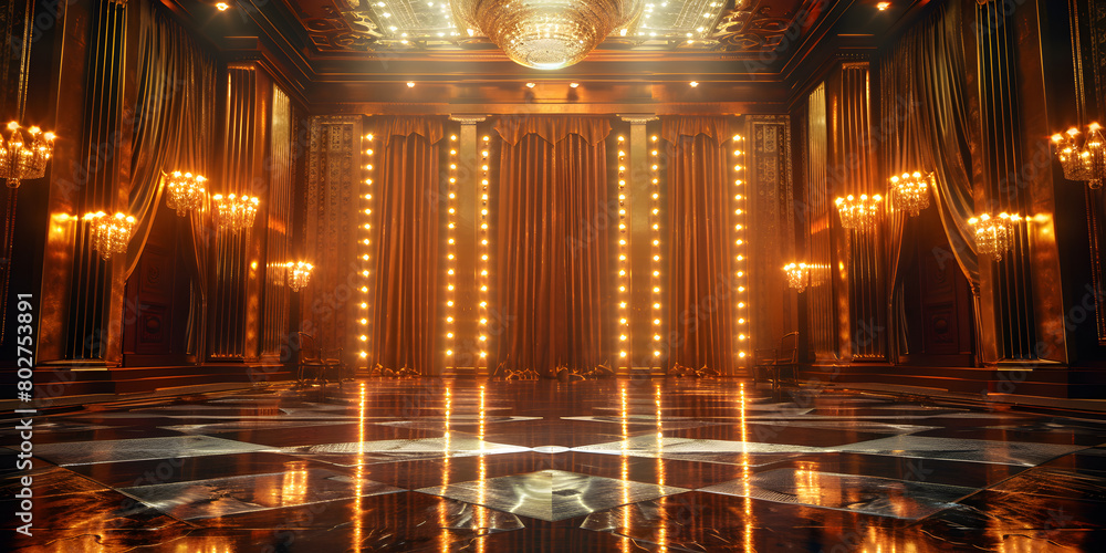 a stage and a spotlight, Golden Stage Spotlights Royal Awards Graphics ...