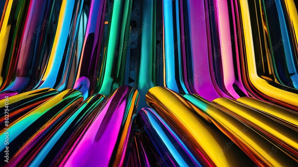 Vibrant Metallic Tubes Wavy Backdrop Design with Dynamic Color and ...
