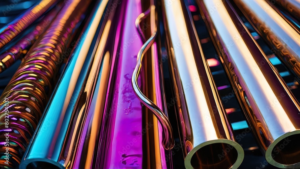 Vibrant Metallic Tubes Wavy Backdrop Design with Dynamic Color and ...